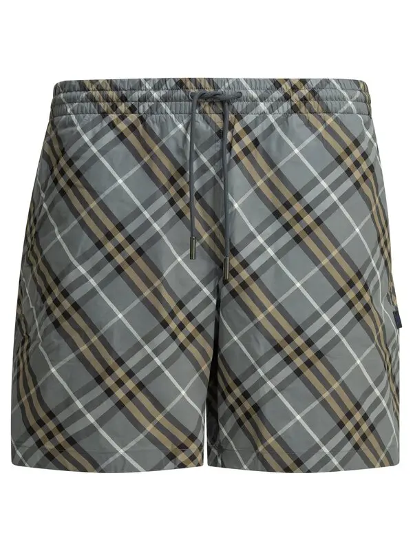 Burberry Check Beach Shorts - Blue