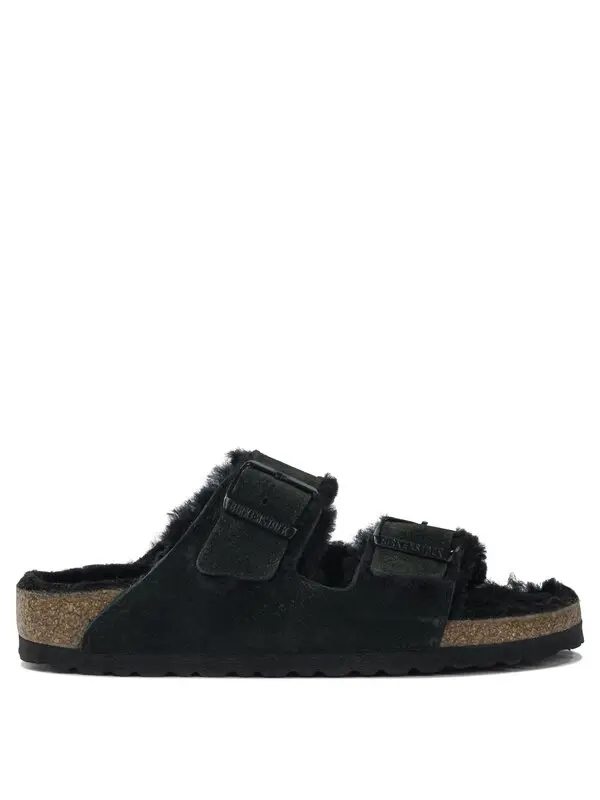 BIRKENSTOCK Arizona Shearling Low Sandals - Black