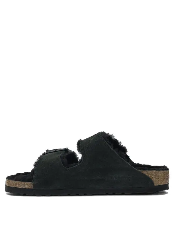BIRKENSTOCK Arizona Shearling Low Sandals - Black