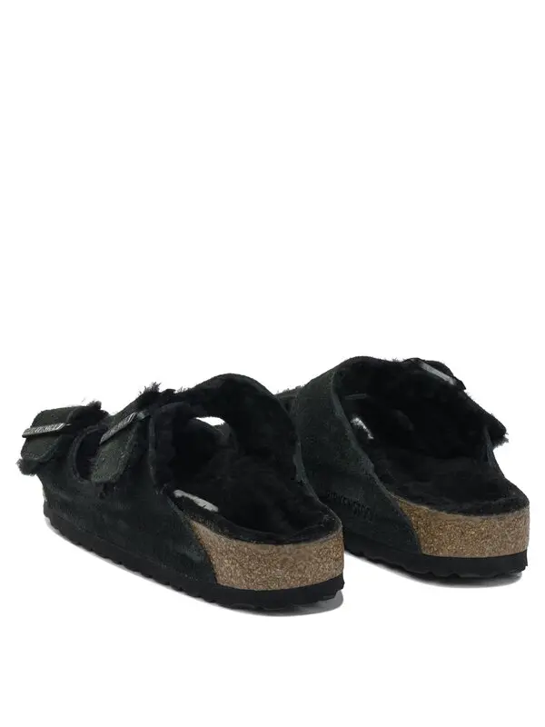 BIRKENSTOCK Arizona Shearling Low Sandals - Black