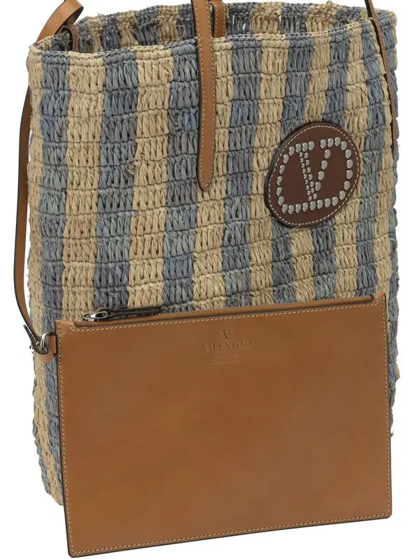 Valentino Garavani Vlogo Raffia Shoulder Bag