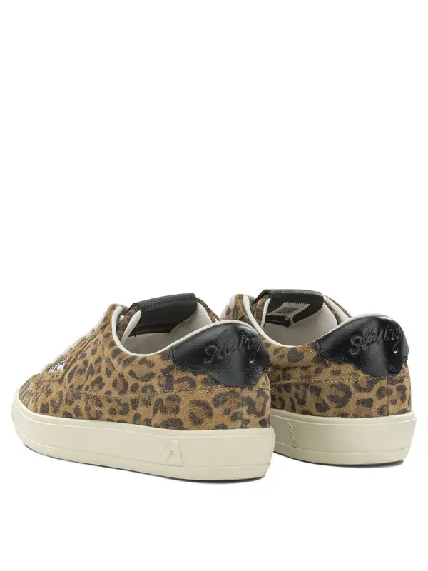 AUTRY Leopard Print Suede Lace-up Sneakers - Brown