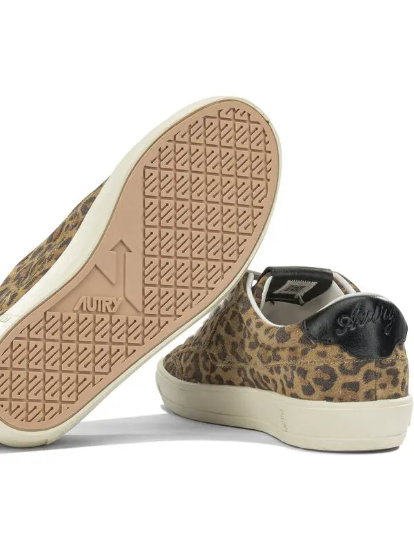 AUTRY Leopard Print Suede Lace-up Sneakers - Brown