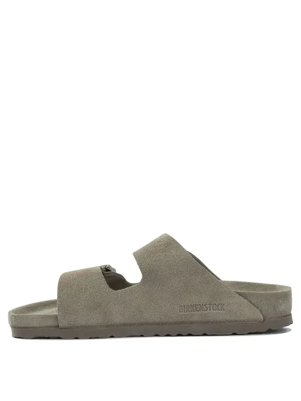 BIRKENSTOCK Arizona Exquisite Low Suede Sandals With Adjustable Buckle Straps - Grey