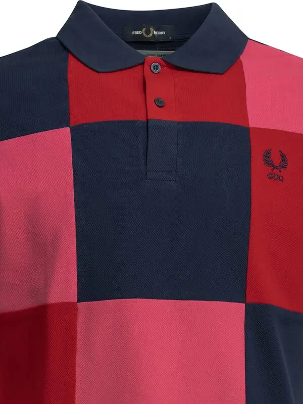 Comme Des Garçons X Fred Perry Color Block Button-down Polo Shirt