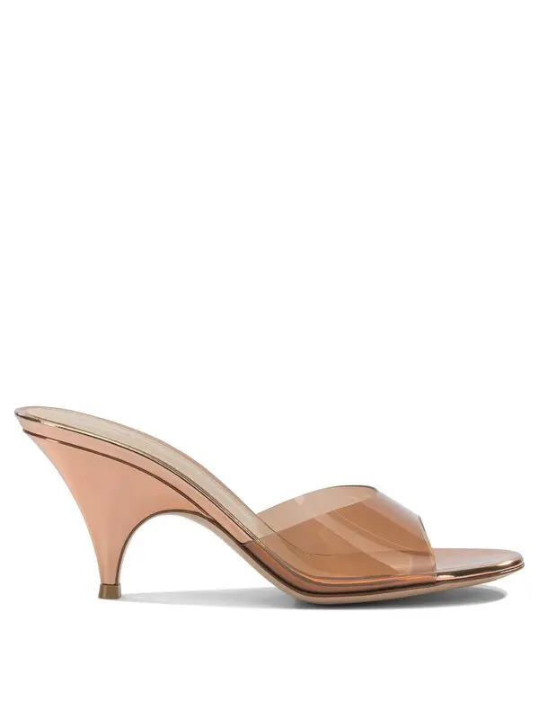 GIANVITO ROSSI Sofia 70 Mm Metallic Leather And Plexi Mules