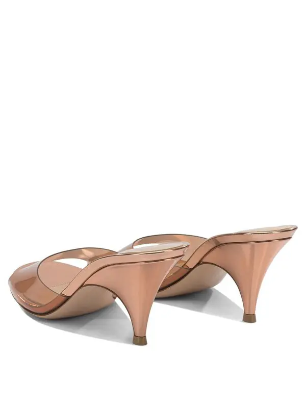 GIANVITO ROSSI Sofia 70 Mm Metallic Leather And Plexi Mules