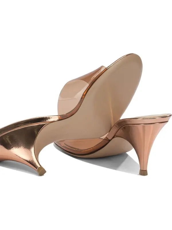 GIANVITO ROSSI Sofia 70 Mm Metallic Leather And Plexi Mules