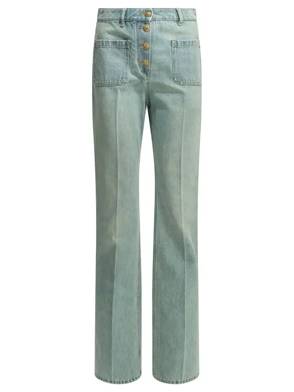 Valentino Garavani Straight Leg Jeans With Vlogo Buttons - Light Blue