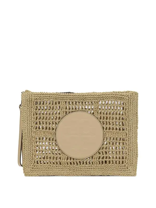 Tory Burch Woven Straw Clutch - Beige