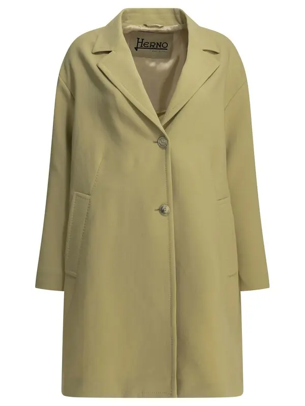 Herno Long Coat With Classic Lapels - Beige
