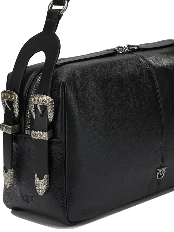 Pinko Leather Shoulder Bag With Buckle Detail