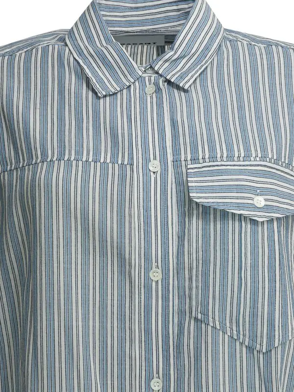 MARANT ETOILE Striped Cotton Voile Chemisier Dress - Blue