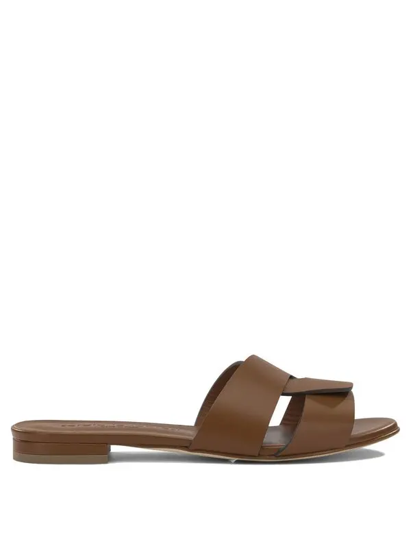 SERGIO LEVANTESI Aria Leather Slides - Brown