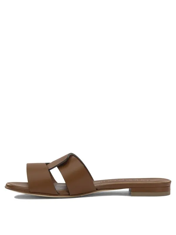 SERGIO LEVANTESI Aria Leather Slides - Brown
