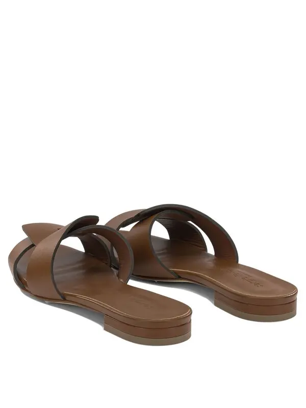 SERGIO LEVANTESI Aria Leather Slides - Brown