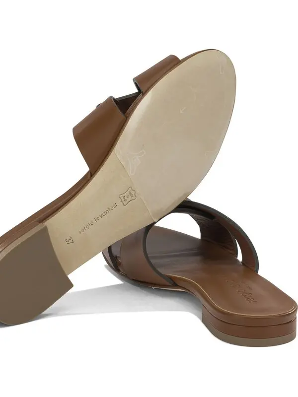 SERGIO LEVANTESI Aria Leather Slides - Brown