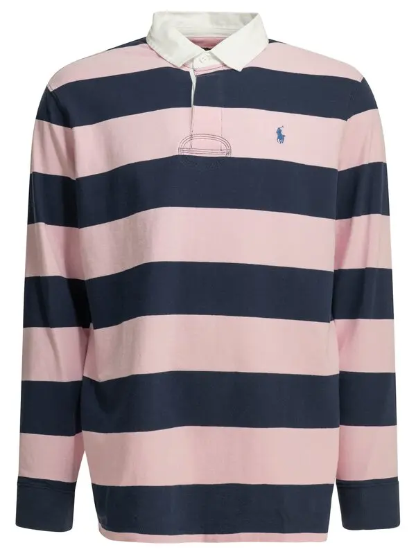 Polo Ralph Lauren Rugby" Long Sleeve Cotton Jersey Polo Shirt - Pink