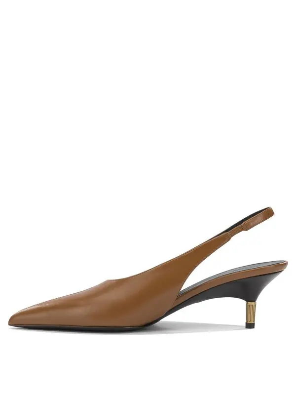 Khaite Bella 55mm Slingback With Sculpted Wedge - Brown