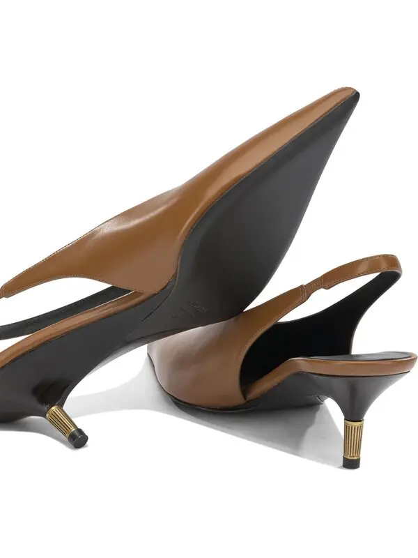 Khaite Bella 55mm Slingback With Sculpted Wedge - Brown