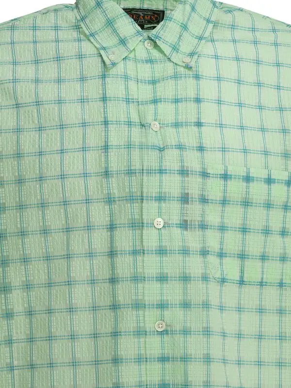 BEAMS Open Bd Nylon Airy Plaid" Casual Shirt