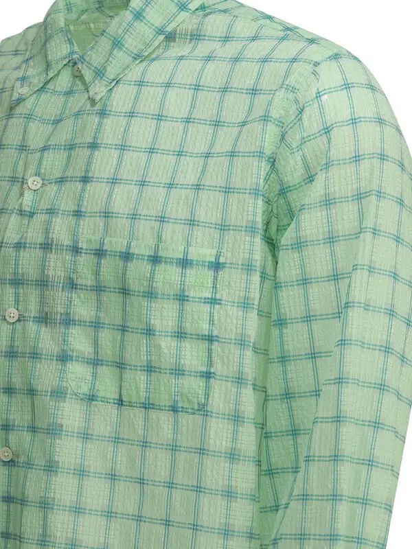 BEAMS Open Bd Nylon Airy Plaid" Casual Shirt