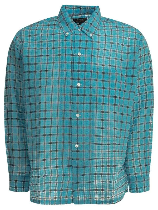 BEAMS Open Db Nylon Airy Plaid" Button-down Shirt