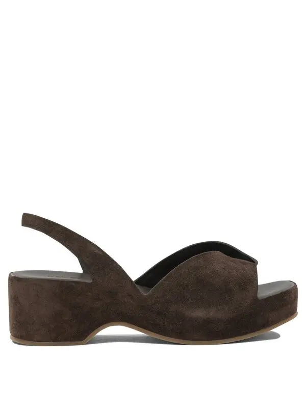 DEL CARLO Platform Slingback Sandals - Brown