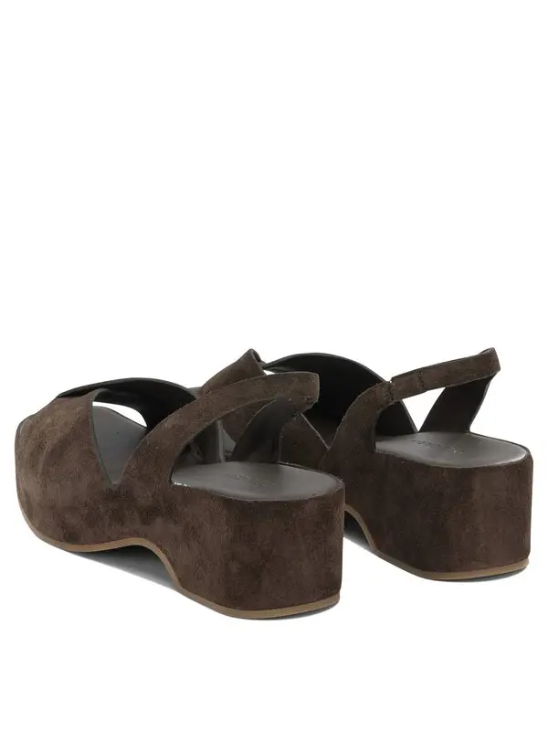 DEL CARLO Platform Slingback Sandals - Brown