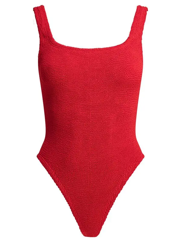 Hunza G Textured Square Neck Swimsuit - Red