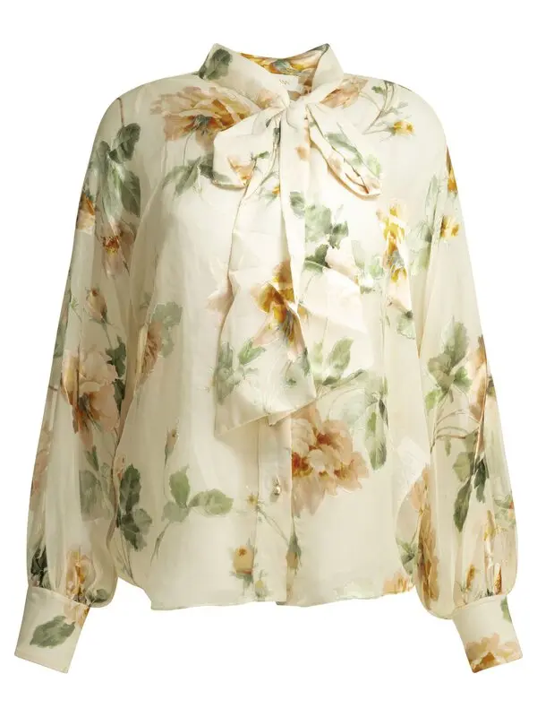 Zimmermann Carousel Floral Print Silk And Viscose Blouse - White