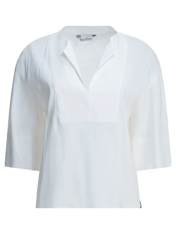Max Mara Linen Blend Blouse With V-cut Inlay