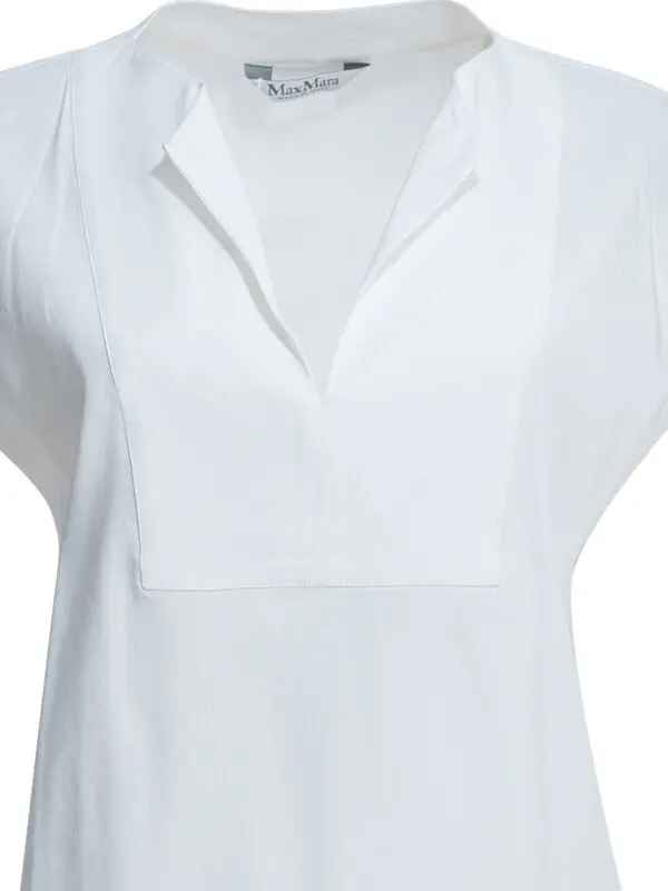 Max Mara Linen Blend Blouse With V-cut Inlay