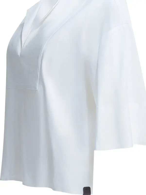 Max Mara Linen Blend Blouse With V-cut Inlay