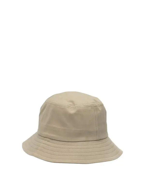 AMI Paris Cotton Bucket Hat With Embroidered Logo - Beige