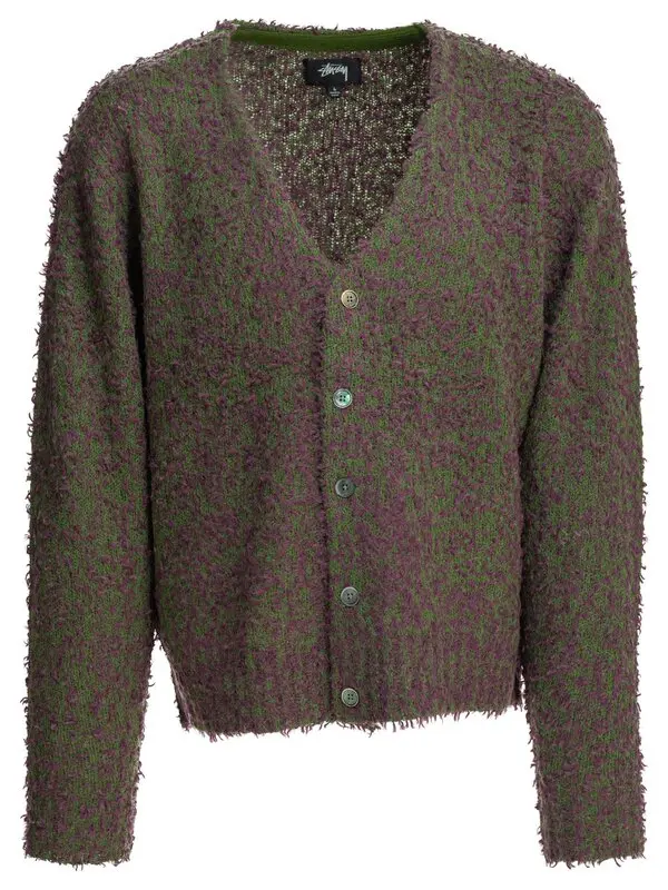 StÜssy Knitwear Cardigan With V-neck And Button Detail - Purple