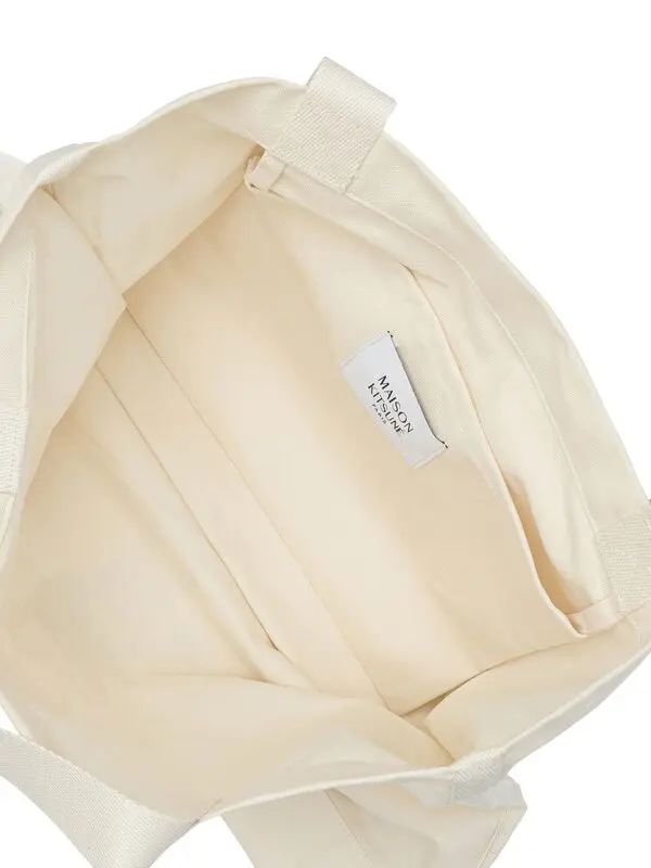 Maison Kitsuné Large Dressed Fox Canvas Shoulder Bag - Beige