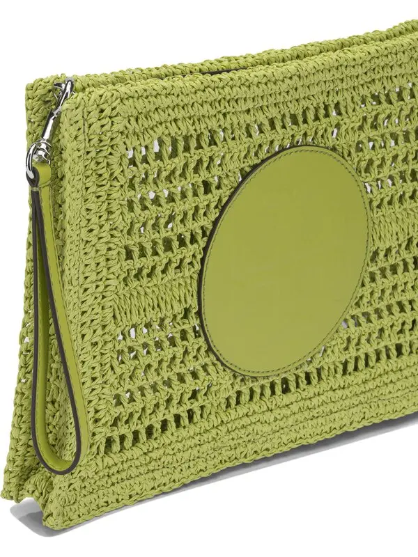 Tory Burch Woven Clutch With Leather Detail - Green