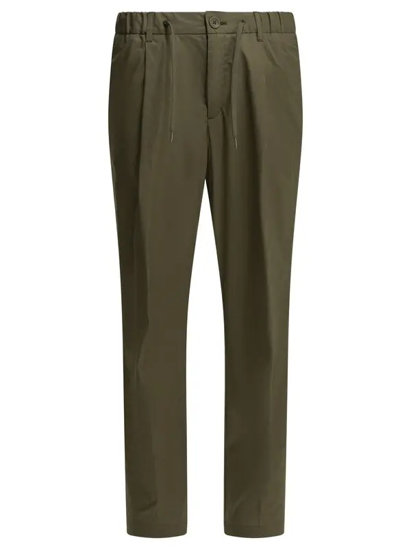 Herno Cotton Blend Casual Pants With Drawstring Waist - Green