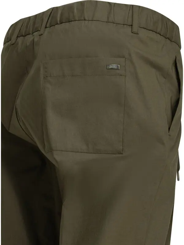 Herno Cotton Blend Casual Pants With Drawstring Waist - Green