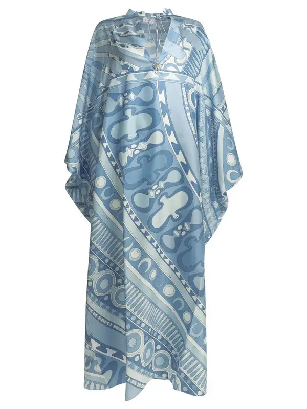 Emilio Pucci Silk Twill Soleil Caftan Dress - Light Blue