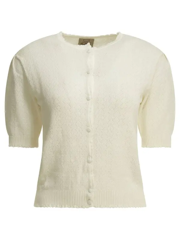 RAKKI Chevron Cardigan - White