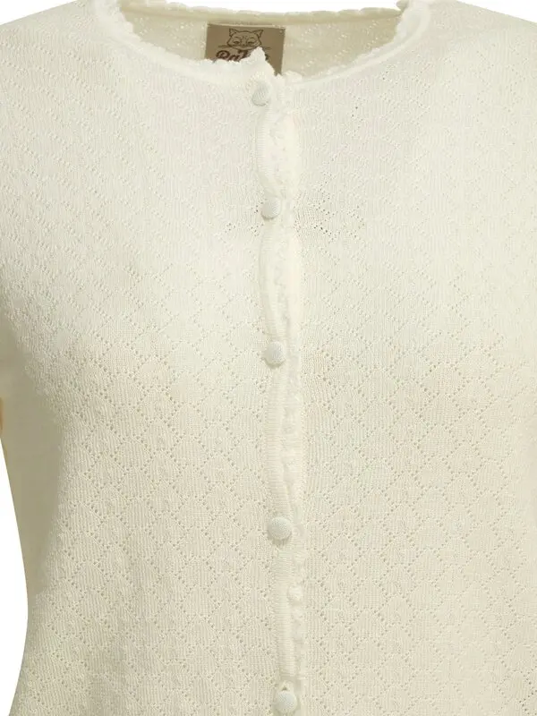 RAKKI Chevron Cardigan - White