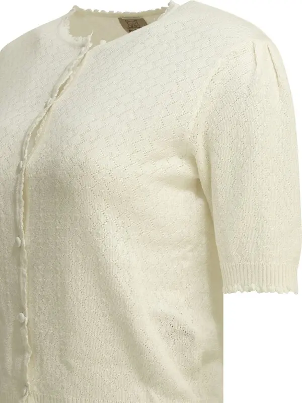 RAKKI Chevron Cardigan - White
