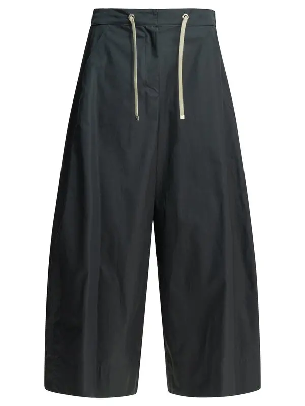 Max Mara Wide Leg Cotton Poplin Pants