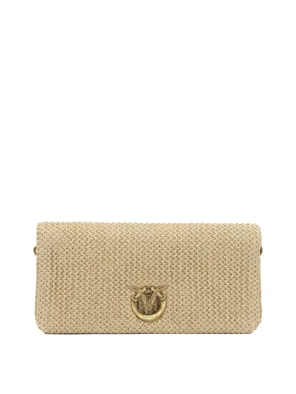Pinko Woven Crossbody Bag With Gold Tone Clasp