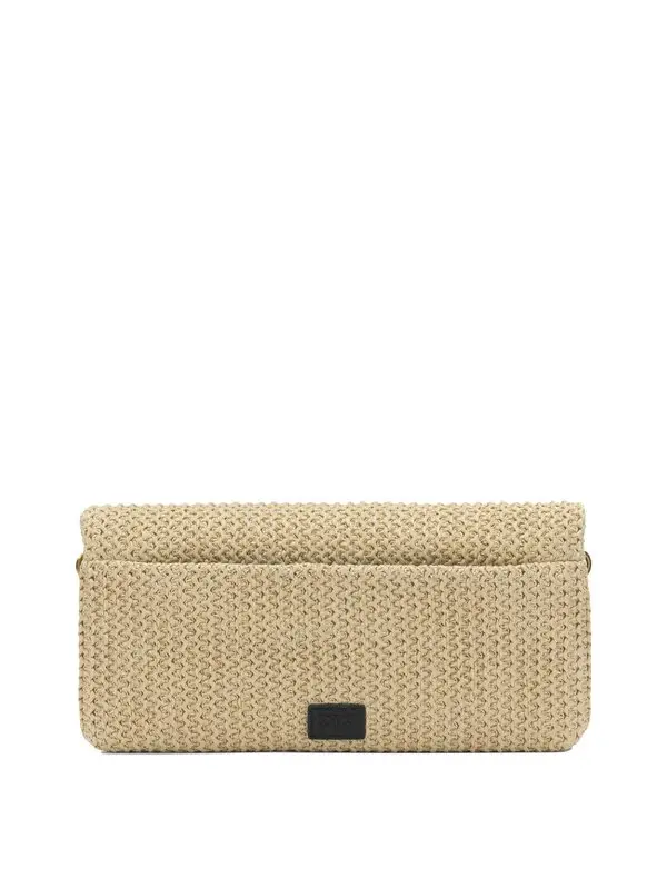 Pinko Woven Crossbody Bag With Gold Tone Clasp