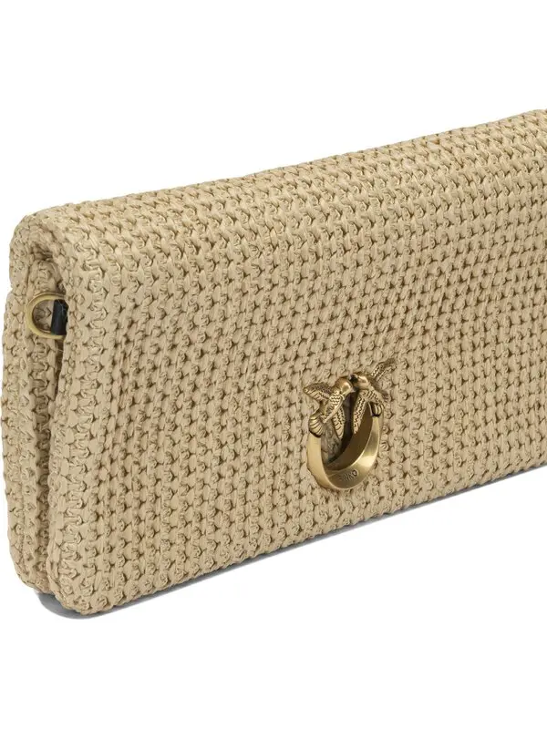 Pinko Woven Crossbody Bag With Gold Tone Clasp