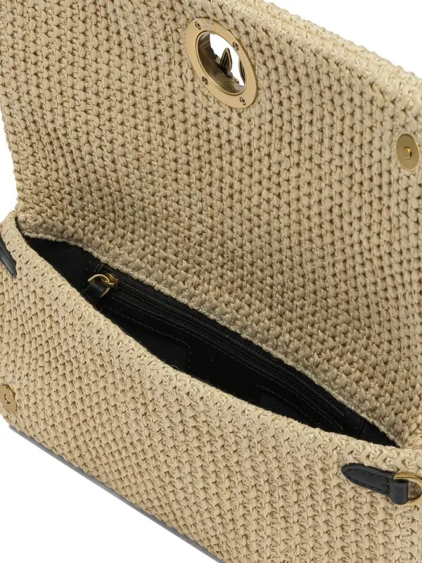 Pinko Woven Crossbody Bag With Gold Tone Clasp