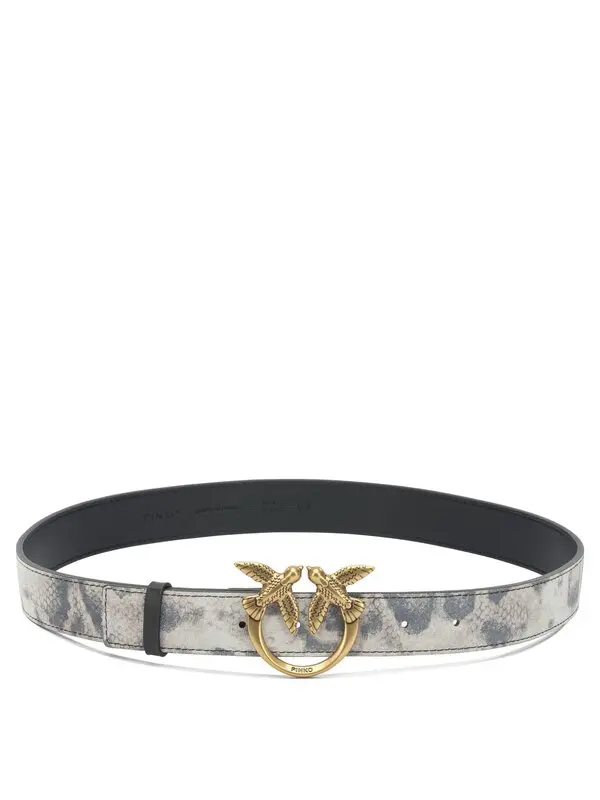 Pinko Leather Belt With Embellished Buckle - White